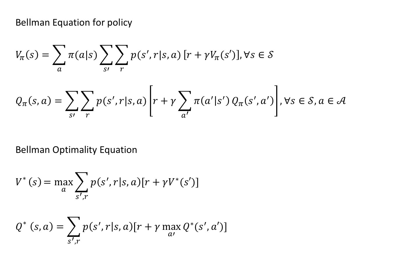 Bellman Equation - Jiexin Wang